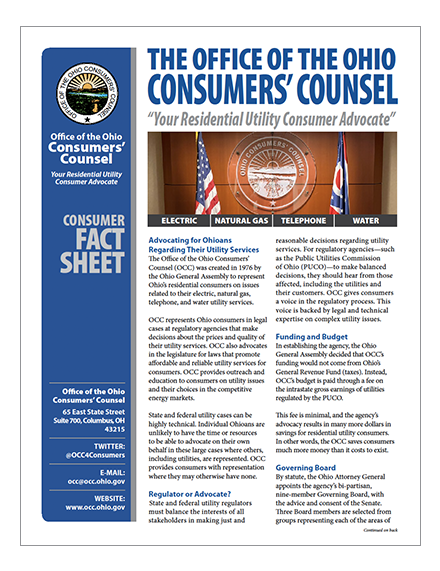 About the Office of the Ohio Consumers' Counsel (OCC) | Office of the ...